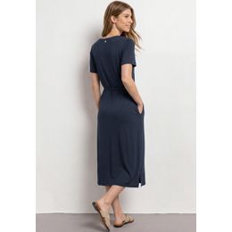 Street One Damen Jerseykleidschwarzest blau, Gr. 44, unifarben, Stoff, 95% Viskose, 5% Elasthan, Kleider, aus Viskose
