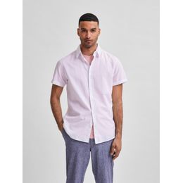 Selected Herren Kurzarmhemd "SLHREGSUN SS SHIRT CLASSIC D", rosa, Gr. XL, unifarben, Web, Obermaterial: 71% Baumwolle, 29% Leinen, Hemden