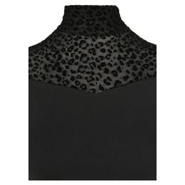 Urban Classics Damen T-Shirt "Urban Classics Damen Ladies Flock Lace Turtleneck Tee"schwarz, Gr. S, unifarben, 95% Baumwolle, 5% Elasthan, Shirts