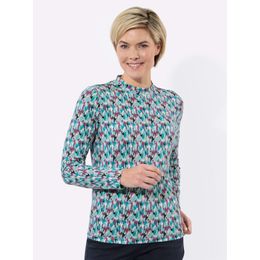 Classic Basics Damen Langarmshirt "Stehkragen-Shirt", bunt, Gr. 36, gemustert, mehrfarbig, 95% Baumwolle, 5% Elasthan, Shirts