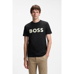 BOSS Orange Herren T-Shirt "Thinking", schwarz, Gr. XXL, bedruckt, unifarben, Jersey, Obermaterial: 100% Baumwolle, Shirts, Rundhalsausschnitt,