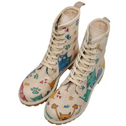 DOGO Damen Schn&uuml;rboots "Longe Boots Schn&uuml;rstiefel It Wasn't Me Damen Stiefeletten", Gr. 41, gr&uuml;n, Lederimitat, Schuhe, Handgefertigt