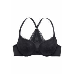 Buffalo Damen Push-up-BH, Gr. 80, schwarz, Spitze, Obermaterial: 90% Polyamid, 10% Elasthan, BHs, mit modischen Racerback, Dessous