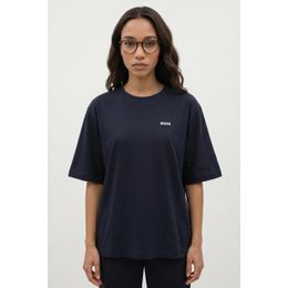 BOSS Orange Damen T-Shirt "Eregular Premium Damenmode", blau, Gr. L, unifarben, Single Jersey, Obermaterial: 100% Baumwolle, Shirts, mit Logo-Detail,
