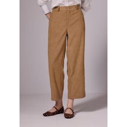 Damen Culotte, braun, Gr. 38, STREET ONE STUDIO, unifarben, Stoff, 97% Polyester, 3% Elasthan, Hosen, High Waist