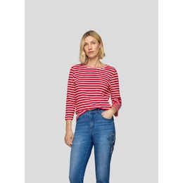 Rabe Damen 3/4-Arm-Shirt, rot, Gr. 52, gestreift, Jersey, Obermaterial: 92% Baumwolle, 8% Elasthan, Shirts, in Streifen-Optik