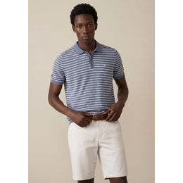 Fynch-Hatton Herren Poloshirt, blau, Gr. L, gestreift, Web, Obermaterial: 88% Baumwolle, 12% Leinen, Shirts, mit Logo Stickerei