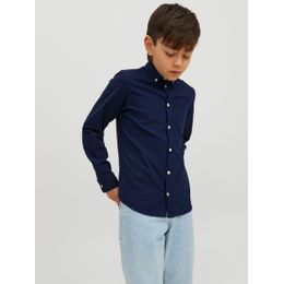 Jack & Jones Kinder Langarmhemd "JJEOXFORD SHIRT L/S NOOS JNR", blau, Gr. 176, JACK & JONES JUNIOR, unifarben, Web, Obermaterial: 100% Baumwolle, Hemden