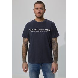 Street One MEN Herren T-Shirt, blau, Gr. L, bedruckt, Web, 100% Baumwolle, Shirts, aus reiner Baumwolle