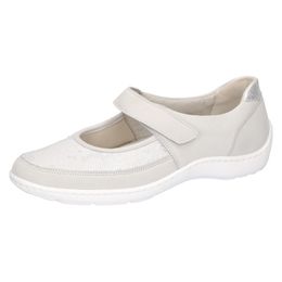 Waldl&auml;ufer WALDL&Auml;UFER Damen Riemchenballerina "HENNI", Gr. 4,5, silber, Nappaleder, Nubukleder, Textil, Schuhe, Halbschuh, Komfortschuh, Klettschuh in Weite H