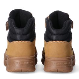 Tommy Hilfiger M&auml;dchen Schn&uuml;rboots, Gr. 24camel, schwarz, Textil, Velourslederimitat, Schuhe, Casual-Boots, Herbstboots mit praktischem