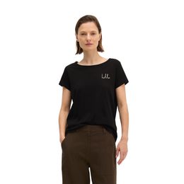 Marc O'Polo MARC O'POLO Damen T-Shirt "aus leichtem Single Jersey", schwarz, Basic, Gr. L, bedruckt, Obermaterial: 100% Baumwolle, Shirts