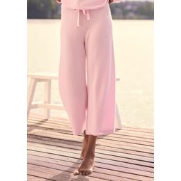 ELBSAND Damen Loungehose, Gr. 44, rosa, Feinstrick, Obermaterial: 55% Baumwolle, 45% Nylon, unifarben, Hosen, aus weichem Feinstrick