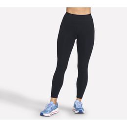 Skechers Damen 7/8-Leggings, schwarz, Gr. S, unifarben, Jersey, Obermaterial: 88% Nylon, 12% Elasthan, Hosen, mit Seitennahttaschen, aus