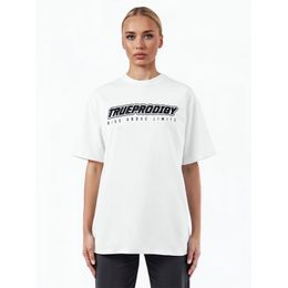 Trueprodigy Damen Oversize-Shirt "Toni F Logo Print Oversized Rundhals", wei&szlig;, Gr. S, Obermaterial: 100% Baumwolle CO., Shirts