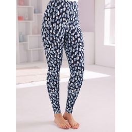 feel good Damen Leggings, Gr. 36, blau, 95% Baumwolle, 5% Elasthan, gemustert, gepunktet, Hosen