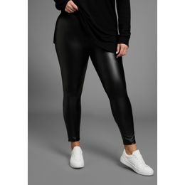 Damen Lederimitathose "Gro&szlig;e Gr&ouml;&szlig;en", schwarz, Basic, Gr. 50, LAURA SCOTT CURVE, unifarben, Jersey, Obermaterial: 95% Polyester, 5% Elasthan, Hosen,