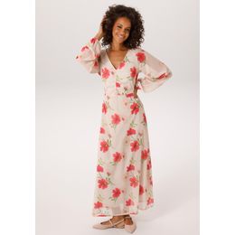 Aniston CASUAL Damen Maxikleid, bunt, Gr. 48, bedruckt, gebl&uuml;mt, Cr&ecirc;pe, Obermaterial: 100% Polyester. Futter: 100% Polyester, Kleider, mit