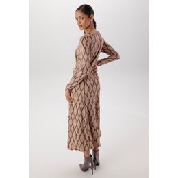 Damen Jerseykleidcaffee latte, beige, orange, Gr. 46, Aniston SELECTED, bedruckt, gemustert, Jersey, Obermaterial: 95% Viskose, 5% Elasthan, Kleider,