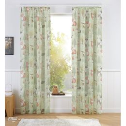 Gardine OTTO HOME, B:140cm H:175cm, gr&uuml;n, Voile, Polyester, Wohnzimmer, Gardinen, "Waldtiere", Kindergardine, bedruckt, verschiedene Gr&ouml;&szlig;en