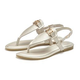Vivance Damen Zehentrenner "Sandale, Sommerschuh, Pantolette", Gr. 39, beige, Obermaterial: 100% Lederimitat. Decksohle: 100% Lederimitat. Futter: