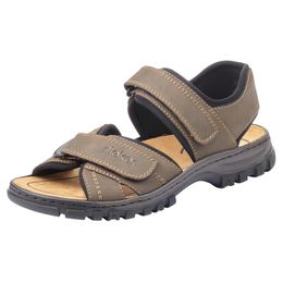 Rieker Herren Riemchensandale, Gr. 44, braun, Lederimitat, Textil, kontrastfarbene Details, Schuhe, Sommerschuh, Klettschuh, Outdoorschuh, mit