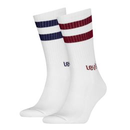 Levi's LEVI'S Damen Socken "LEVIS UNI REG CUT SPORT STRIPE 2P", Gr. 35, wei&szlig;, Obermaterial: 76% Baumwolle, 20% Polyester, 3% Elasthan, 1% Polyamid, Socken