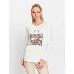 Heine Damen Print-Shirt, Natur, Gr. 50, Langarm-Shirts, Material: Baumwolle