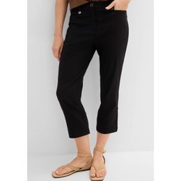 bonprix Damen 7/8-Hose "7/8-Bengalin-Hose mit Bequembund", schwarz, Gr. 44, Obermaterial: 71% Polyester, 25% Viskose, 4% Elasthan, Hosen, mit