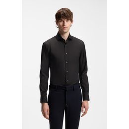 BOSS Herren Businesshemd, schwarz, Gr. 43, unifarben, Web, Obermaterial: 75% Baumwolle, 20% Polyamid, 5% Elasthan, Hemden, Slim-Fit,