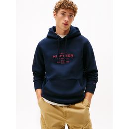 Tommy Hilfiger Herren Kapuzensweatshirt "OVAL GRAPHIC HOODIE", blau, Gr. M, unifarben, Sweatware, Obermaterial: 63% Baumwolle, 37% Polyester,