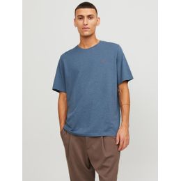 Jack & Jones JACK & JONES Herren Rundhalsshirt "JJEPAULOS TEE SS CREW NECK NOOS", blau, Gr. XXL, unifarben, Single Jersey, Obermaterial: 100% Baumwolle, Shirts,
