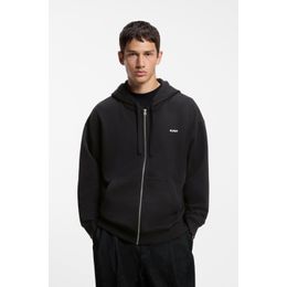 Hugo Herren Kapuzensweatjacke, schwarz, Gr. M, unifarben, Sweatware, Obermaterial: 100% Baumwolle, Sweatjacken, Relaxed Fit, Kapuze, Taschen