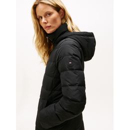 Tommy Hilfiger Damen Steppmantel "MW DOWN SLIM COAT WITH FUR", schwarz, Gr. XL, unifarben, Steppware, Obermaterial: 100% Polyester, M&auml;ntel, mit