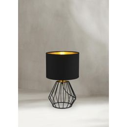 Schreibtischlampe "Chuck", 1, &Oslash; 20cm H: 34cm, 1 Stk., schwarz, REALITY LEUCHTEN, Leuchten, Fu&szlig; in Gitter-Optik, Schirm schwarz-gold Kombi, H&ouml;he 37cm