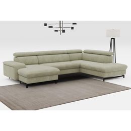 Wohnlandschaft COTTA, B:328cm H:97cm T:215cm, gr&uuml;n, Sofas, "Emma U-Form, B: 328 cm", mit Kopfteilverstellung, optional Schlaffunktion & Bettkasten