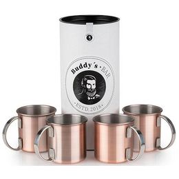 BUDDY'S Becher "Buddy ́s Bar", &Oslash; 9cm x 9cm, 450ml, 4 Stk., rosa, Trinkgef&auml;&szlig;e, Moscow Mule Becher, 450 ml, hochwertiger Edelstahl, Kupfer Antik