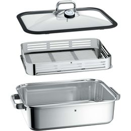 WMF Dampfgartopf "Vitalis, Br&auml;ter Induktion mit Glasdeckel und Silikonrand", 6,5 l + H&ouml;he 10cm, grau, T&ouml;pfe, Dampfgarer mit integriertem Thermometer,