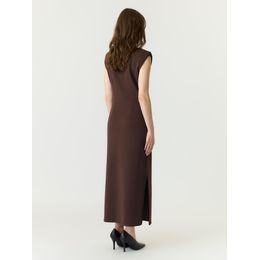 Y.A.S Damen Maxikleid "YASPINA SL LONG DRESS NOOS"chocolate braun, Gr. XL, unifarben, Jersey, Obermaterial: 80% Baumwolle, 15% Polyester, 5%
