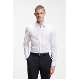BOSS Herren Businesshemd, wei&szlig;, Gr. 43, unifarben, Web, Obermaterial: 100% Baumwolle, Hemden, Kentkragen, Slim Fit, b&uuml;gelleicht