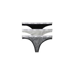 Damen Tanga "THONG 3PK", Calvin Klein Underwear, Gr. M, schwarz-wei&szlig;, Jersey, Obermaterial: 90% Baumwolle, 10% Elasthan, Unterhosen, K&ouml;rpernahe