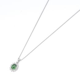 Smart Jewel Damen Kette mit Anh&auml;nger "farbiger Stein und Zirkonia Steine, Silber 925", 45cm, Silber 925 (Sterlingsilber), gr&uuml;n, Silber 925