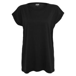 Urban Classics Damen T-Shirt "Urban Classics Damen Ladies Extended Shoulder Tee 2-Pack", schwarz, Gr. XS, unifarben, 100% Baumwolle, Shirts