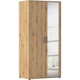 Dreht&uuml;renschrank Rauch, B:93cm H:194cm T:53cm, braun, Holzwerkstoff, Schr&auml;nke, "Kleiderschrank Schrank Garderobe W&auml;scheschrank VOYAGER", mit modernen