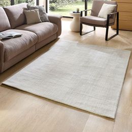 Teppich Theko, B:70cm H:13mm L:140cm, beige, Viskose, Wohnzimmer, Teppiche, "Boston UNI", Handwebteppich, meliert, weiche Qualit&auml;t, 60% Viskose,