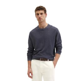 Marc O'Polo MARC O'POLO Herren Rundhalspullover "aus Bio-Baumwolle und Leinen", blau, Gr. L, unifarben, Obermaterial: 90% Baumwolle, 10% Leinen, Pullover
