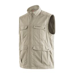 Maier Sports Herren Funktionsweste "Valdemar", beige, Gr. 54, 100% Polyamid, Westen, Herren Weste mit mehreren Taschen, atmungsaktive Outdoorweste,