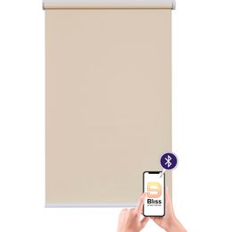 Elektrisches Rollo SUNLINES, B:120cm H:180cm, beige, Polyester, Rollos, "San Francisco", appgesteuert via Bluetooth, mit Motor und Akku, wei&szlig;er