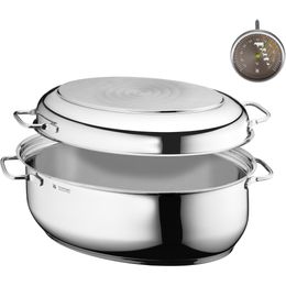 WMF Br&auml;ter "Schmortopf mit Deckel, Induktion, backofengeeignet", 8,5 l + H&ouml;he 18cm, silber, T&ouml;pfe, Deckel als Induktionspfanne nutzbar, inklusive