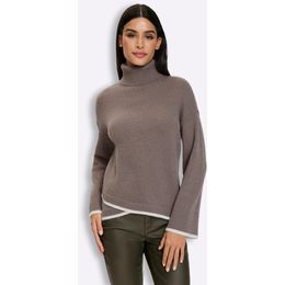 Heine Damen Strickpullover "Rollkragen-Pullover", braun, Gr. 46, gemustert, mehrfarbig, unifarben, 62% Polyacryl, 27% Polyamid, 8% Wolle, 3%